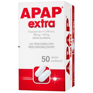 Apap Extra 500 mg + 65 mg, tabletki powlekane 50 sztuk | Apteka Gemini