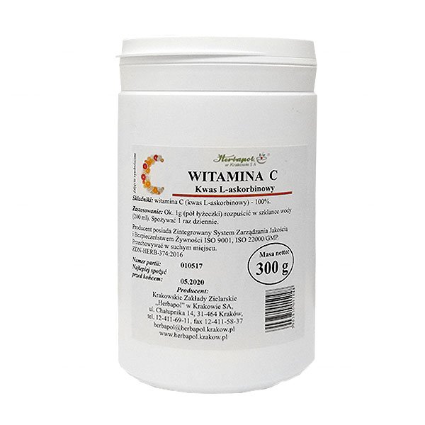 Herbapol Witamina C, kwas L-askorbinowy, proszek, 300 g - cena | Apteka ...
