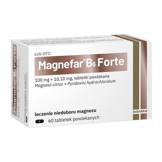 Magnefar B6 Forte 100 mg + 10,10 mg, 60 tabletek powlekanych - cena | Gemini
