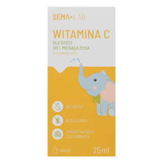 SEMA Lab Witamina C dla dzieci od 1 miesiąca, krople, 25 ml - cena | Gemini