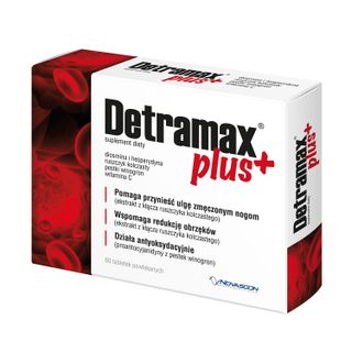 Detramax Plus, pomaga przynieść ulgę zmęczonym nogom, 60 tabletek ...